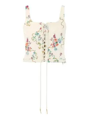 Alexander McQueen Embroidered Corset Top - White