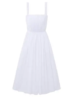 Alexander McQueen Cotton Stripe Midi Dress - White