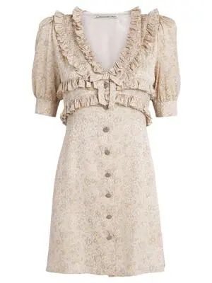 Alessandra Rich Silk Jacquard Mini Dress - Ivory