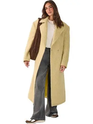 Nasty Gal Double Breasted Herringbone Coat - Butter