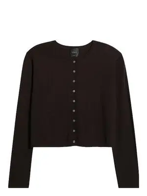LESET James Merino Wool Crewneck Cardigan Chocolate