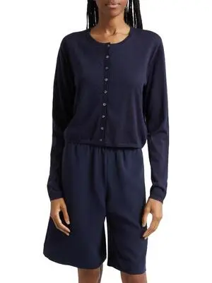 LESET James Merino Wool Crewneck Cardigan - Midnight