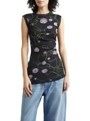 STELLA MCCARTNEY Twisted Floral Mesh Top