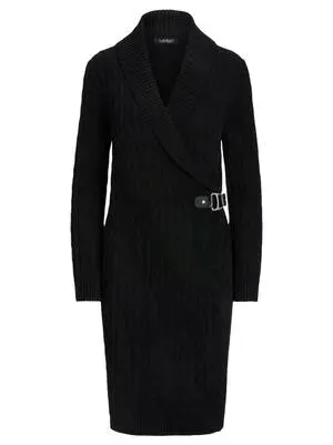 Ralph Lauren Cable-knit Buckle Midi Dress - Black