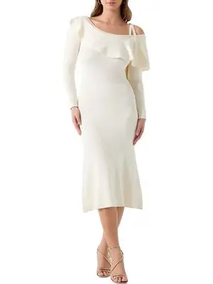 Guess Ambrosia One-shoulder Knit Midi Dress - Natural