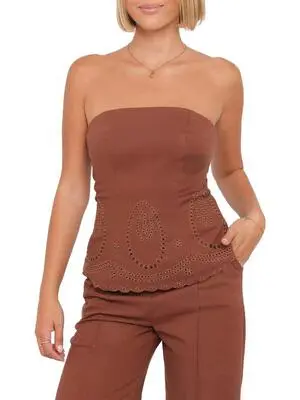 PETAL & PUP Benton Eyelet Scalloped Hem Camisole - Brown