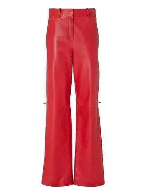Fendi High-waisted Nappa Leather Trousers - Red