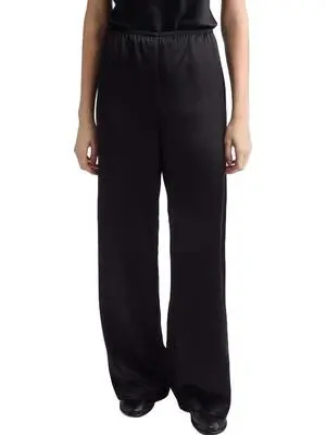 LESET LESET Barb Wide Leg Satin Pants Black