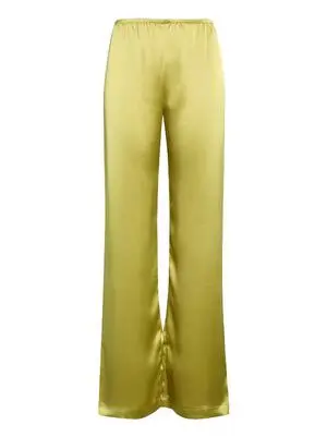 LESET LESET Barb Wide Leg Satin Pants Chartreuse