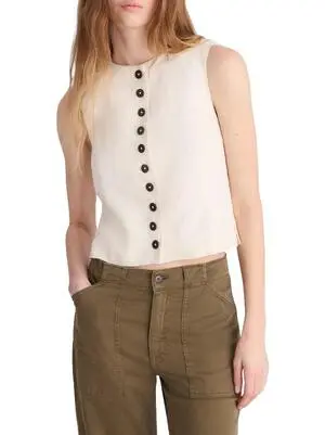 MADEWELL Button-Front Linen Shell Top