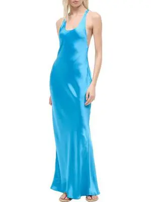 Staud Juanita Racerback Satin Gown Pool