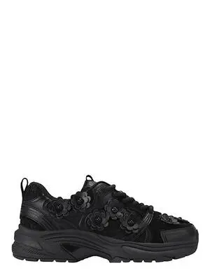 Kurt Geiger Lexie Flower Faux-suede Trainers - Black/comb