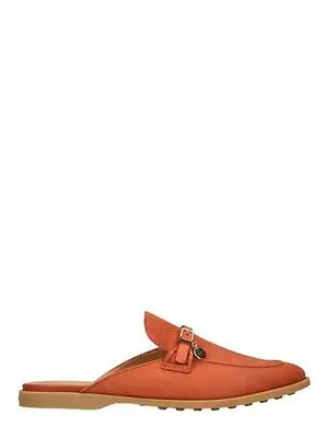 TOD'S Leather Loafer Mules - Orange