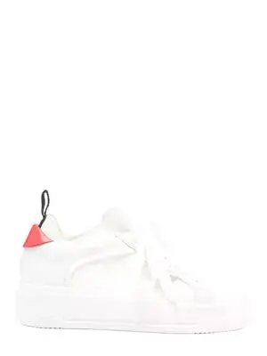 Moschino Lace-up Leather Sneakers - White