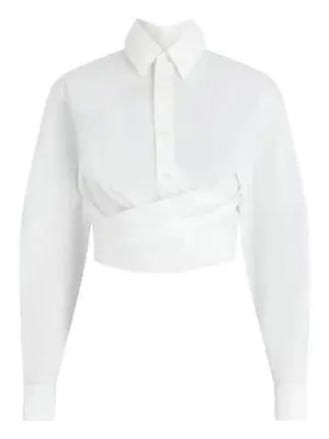 JEAN PAUL GAULTIER Cropped Cache-Coeur Cotton Shirt