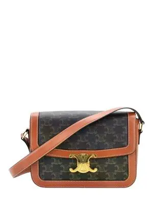 Celine Triomphe Coated Canvas Medium Shoulder Bag - Brown