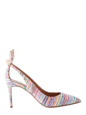 AQUAZZURA Bow Tie 85 Embellished Tweed Pumps - Multi