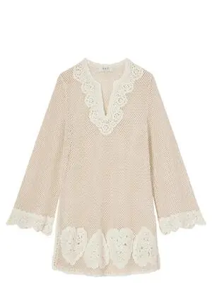 Sea Madelyn Crocheted Cotton Coverup - Neutrals