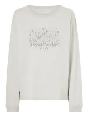 MAISON MARGIELA Logo-embroidered Cotton T-shirt - Gray