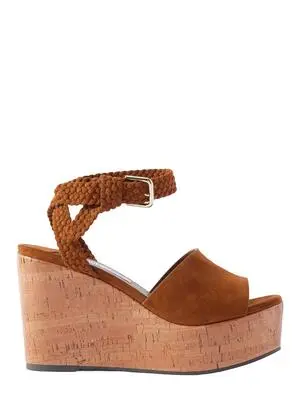 JIMMY CHOO Jori Suede Wedge Sandals - Brown