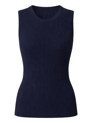 ANDIATA Andiata Griet Rib-Knit Sleeveless Top Navy