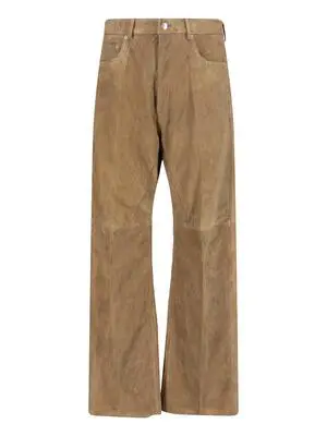 Rick Owens Suede Wide-Leg Pants Brown