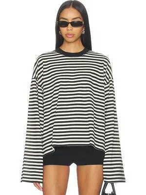 Lioness Bloom Long Sleeve Striped Jersey Top - Onyx Stripe
