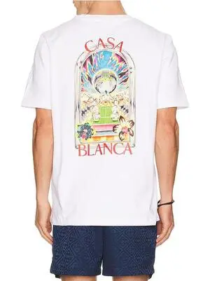 Casablanca Classic Tee In White - Tennis Landscape