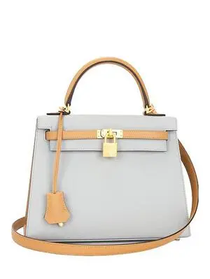 Undefined Hermes Epsom Kelly 25 Handbag - Bleu Glacier & Biscuit