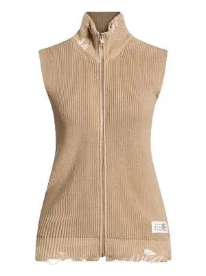 MAISON MARGIELA Cotton Sleeveless Cardigan - Sand