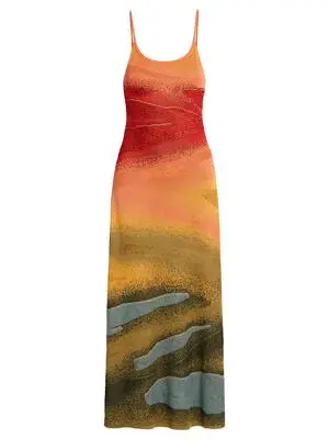 THE ELDER STATESMAN Jacquard-knit Maxi Dress - Orange