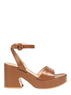 GIANVITO ROSSI Alma Leather Platform Sandals - Light Brown