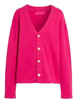 THE ELDER STATESMAN Daily Cotton And Cashmere-blend Jersey Cardigan - Fuchsia