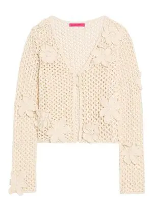 THE ELDER STATESMAN Crocheted Cotton Cardigan - Ivory