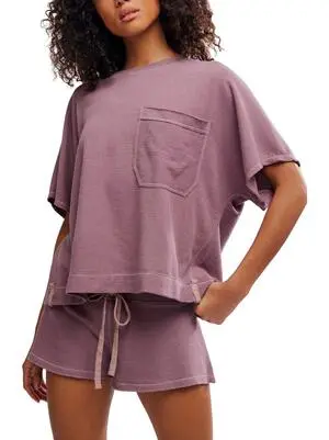 Free People Staycation Oversize Cotton-blend T-shirt - Elderberry Tea