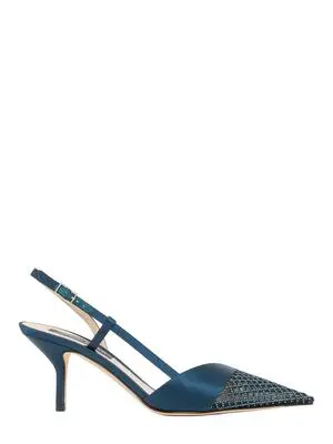Giorgio Armani Satin And Mesh Court Shoes With Rhinestones Blue