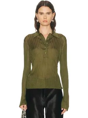 Khaite Vin Ribbed Knit Top - Olive