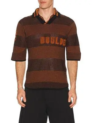 ISA BOULDER Boulder Line Polo Shirt - Rust Brown