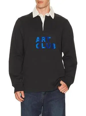 JW Anderson Art Club Rugby Polo - Washed Black