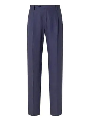 Rubinacci Ciro Straight-leg Linen Suit Trousers - Blue