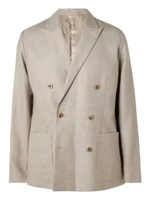 Nn07 Jordin 10027 Double-breasted Linen And Wool-blend Blazer - Neutrals