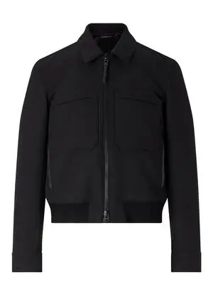 TOM FORD Leather-trimmed Wool And Silk-blend Jacket - Black
