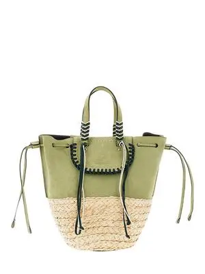 CUBA LAB Woven Raffia And Suede Leather Handbag - Multicolore
