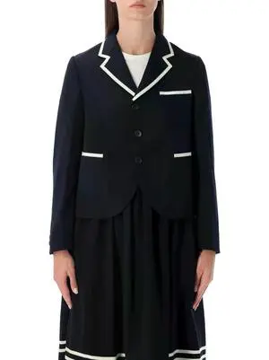 Comme Des Garçons Piped-trim Jacket - Blue