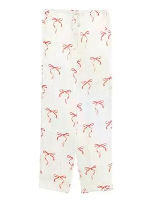 FORTE_FORTE White Bow Print Trousers - Neutrals