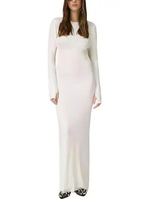 PNK Backless Slit Maxi Dress - White