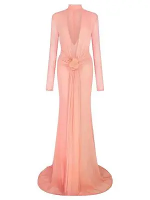 David Koma Lace Flower Gown Pink
