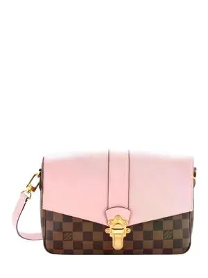 LOUIS VUITTON Clapton Handbag Damier And Leather PM Crossbody Bag Brown