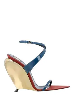 Saint Laurent Gippy Vernice Leather Heeled Sandals - Gold