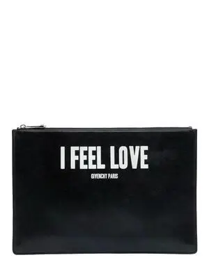 Givenchy 2015 Large Leather I Feel Love Clutch Bag - Black